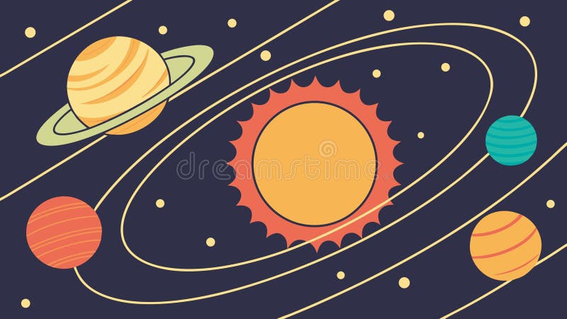 Outline of Solar System, Planets Orbiting the Sun, Vector Design ...