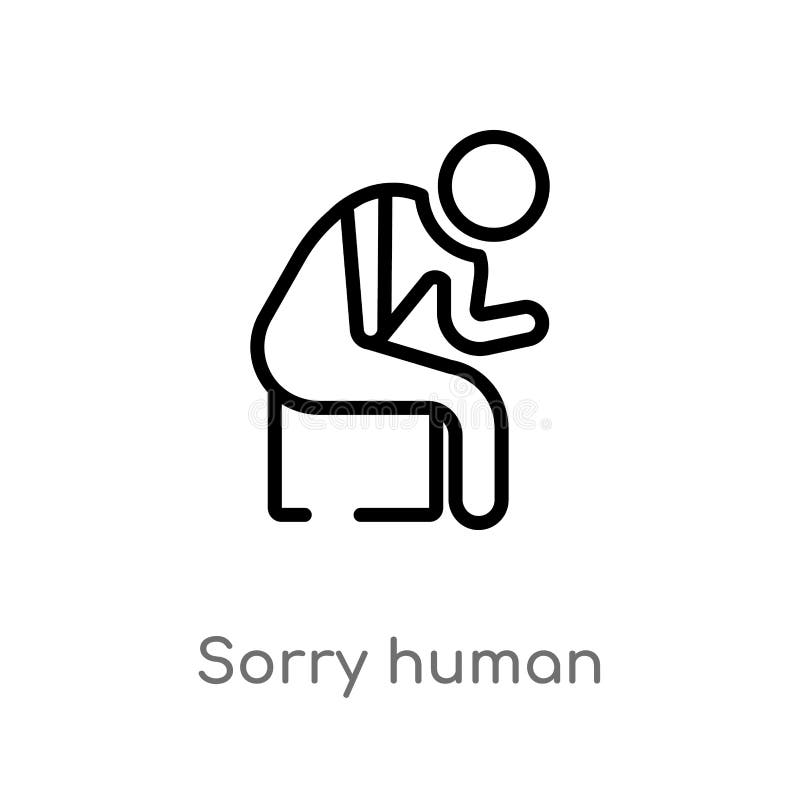 Outline Sorry Human Vector Icon. Isolated Black Simple Line Element ...
