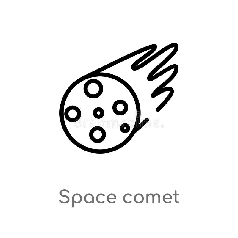 Outline Space Comet Vector Icon. Isolated Black Simple Line Element ...