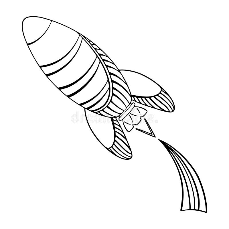 Outline Space Ship Illustration. Isolated on White Background Stock ...