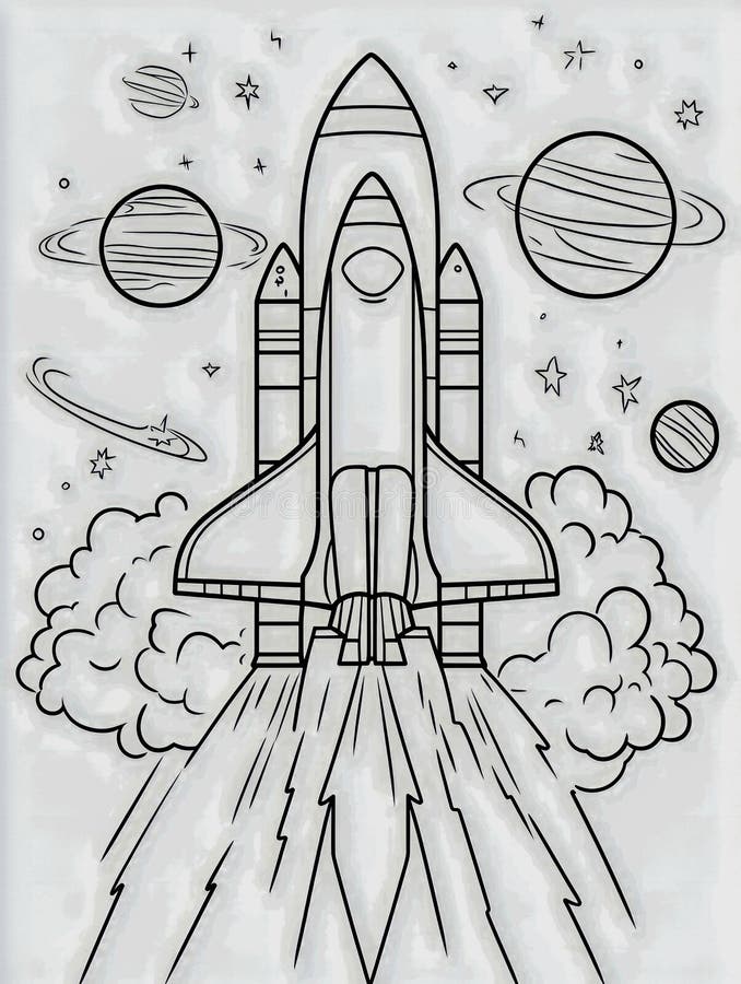Outline of Space Shuttle for Coloring Activity Stock Illustration ...