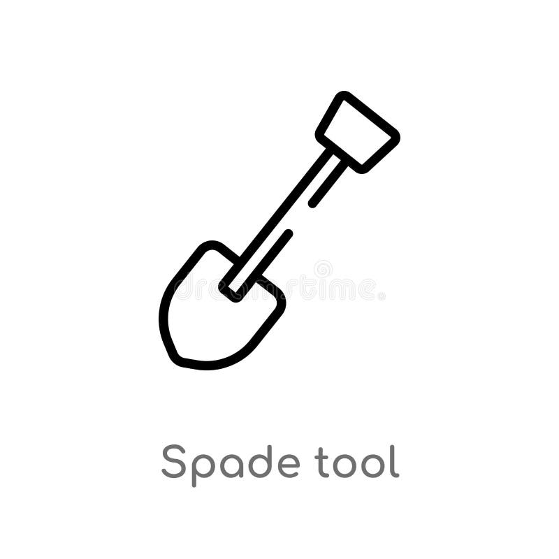 Outline Spade Tool Vector Icon. Isolated Black Simple Line Element ...