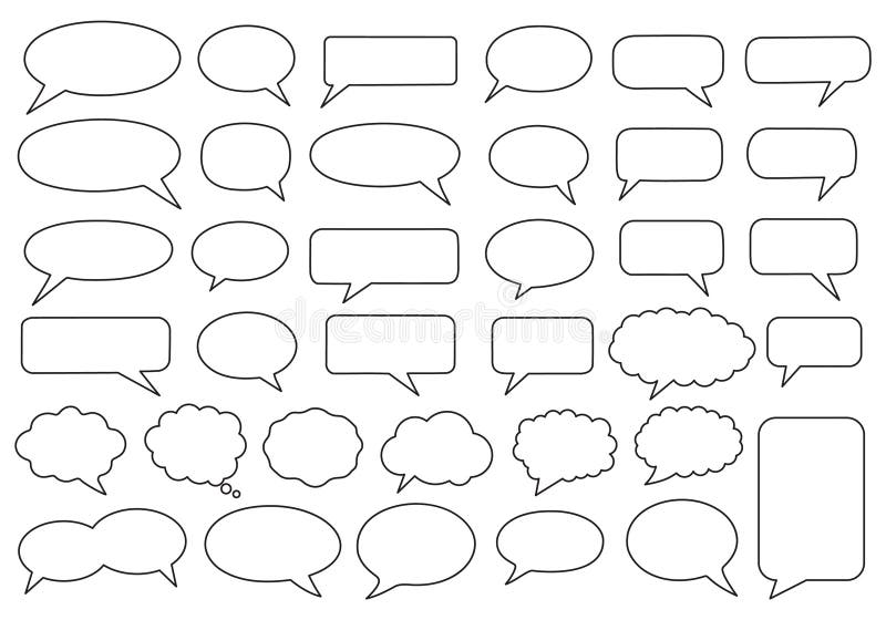 Outline Speech Bubbles in Different Shapes. Vector Illustration Stock ...