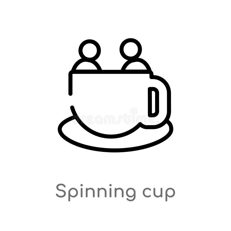 Outline Spinning Cup Vector Icon. Isolated Black Simple Line Element ...