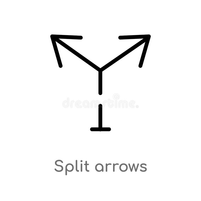 Outline Split Arrows Vector Icon. Isolated Black Simple Line Element ...
