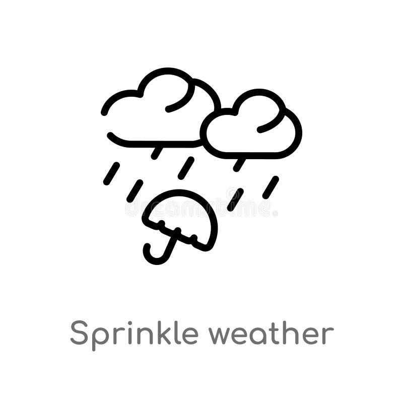 Outline Sprinkle Weather Vector Icon. Isolated Black Simple Line ...