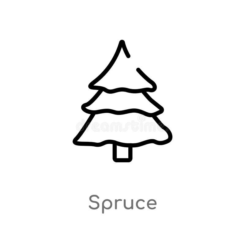 Outline Spruce Tree Vector Icon. Isolated Black Simple Line Element ...