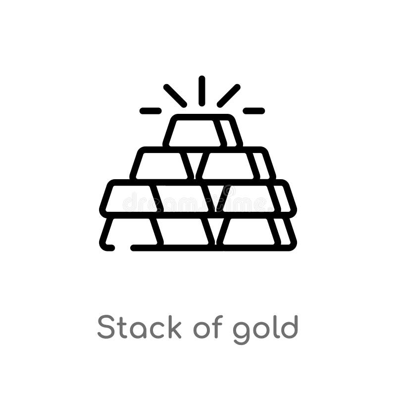 Stack of Gold Outline Icon. Isolated Line Vector Illustration from ...
