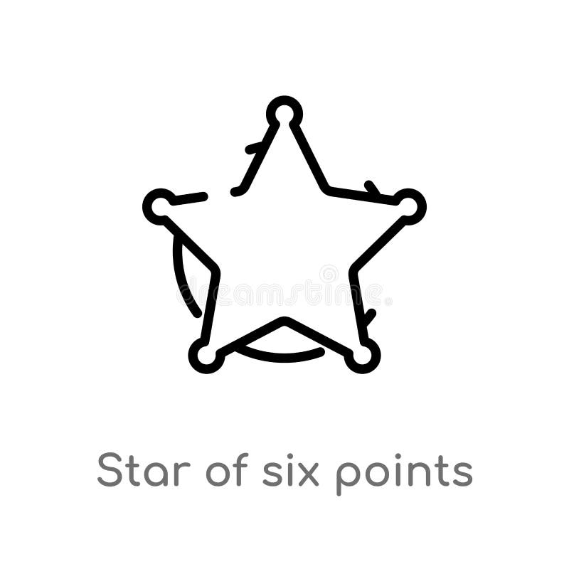 Outline Star of Six Points Vector Icon. Isolated Black Simple Line ...
