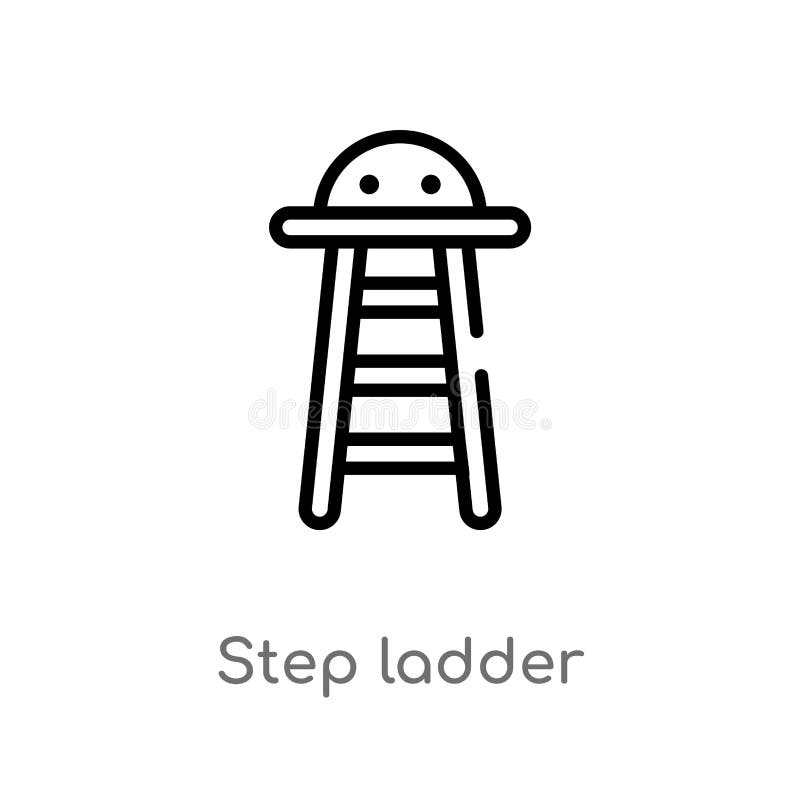 Outline Step Ladder Vector Icon. Isolated Black Simple Line Element ...