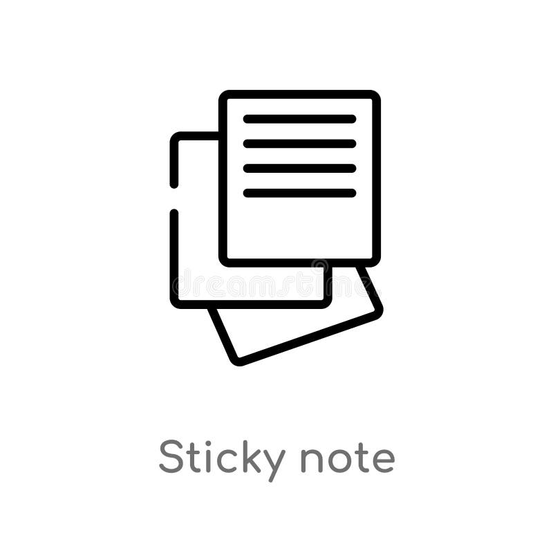 Outline Sticky Note Vector Icon. Isolated Black Simple Line Element ...