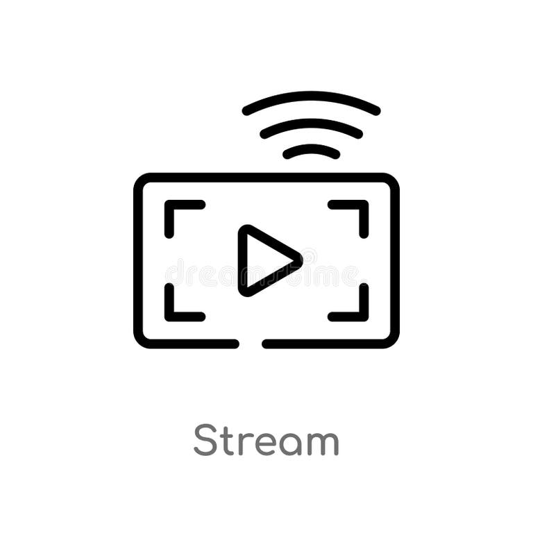 Outline Stream Vector Icon. Isolated Black Simple Line Element ...