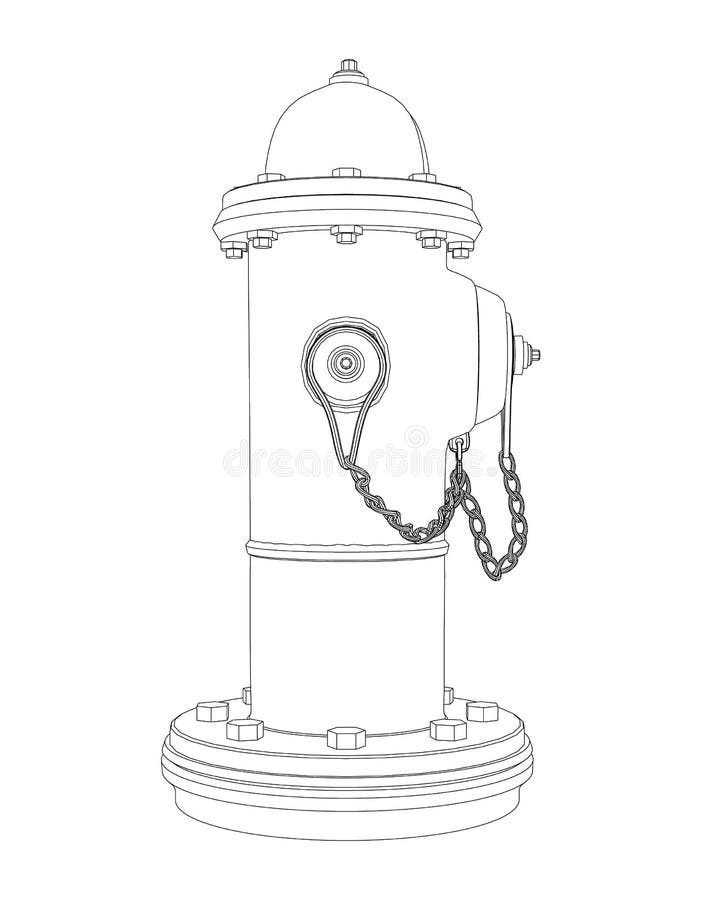 Outline of a Street Fire Hydrant from Black Lines Isolated on a White ...