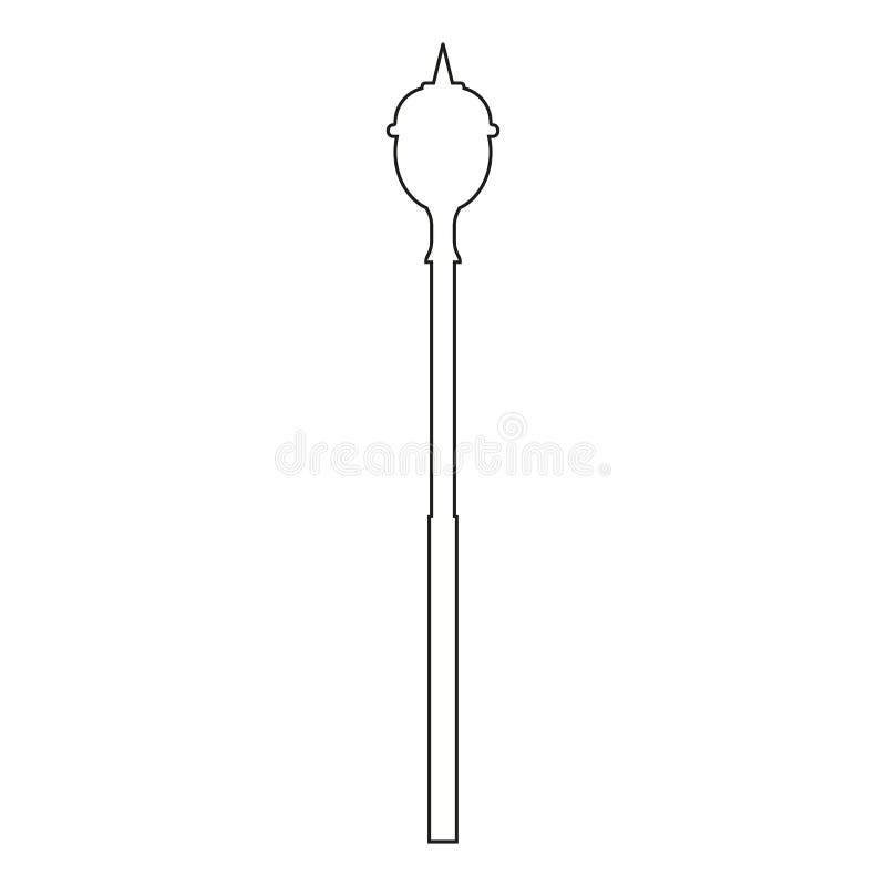 Outline Street Light Silhouette Isolated on White Background. Vintage ...