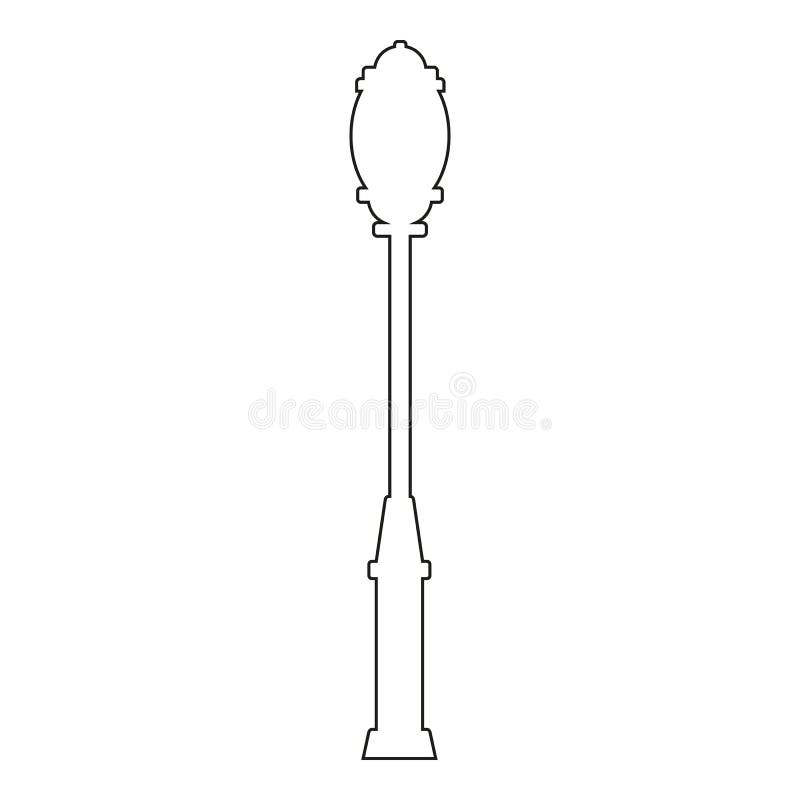 Outline Street Light Silhouette Isolated on White Background. Vintage ...