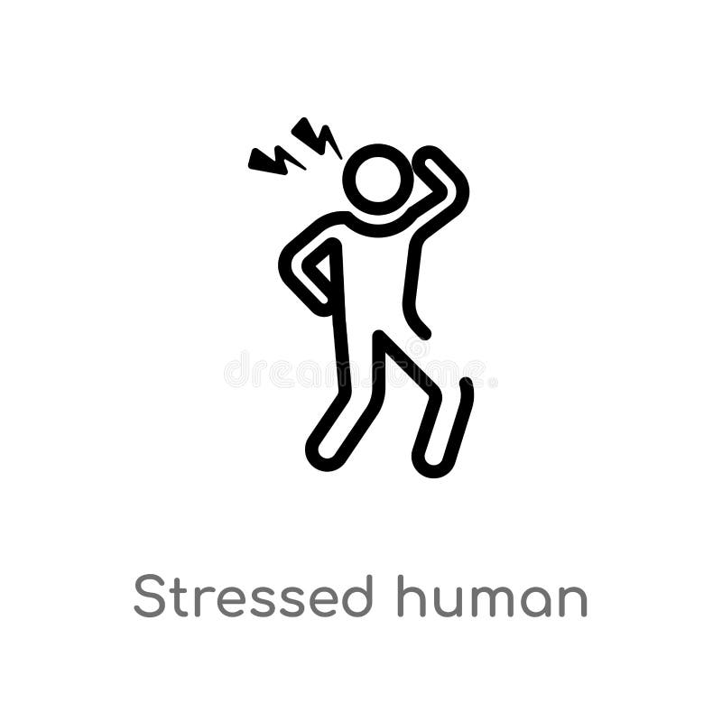 Outline Stressed Human Vector Icon. Isolated Black Simple Line Element ...