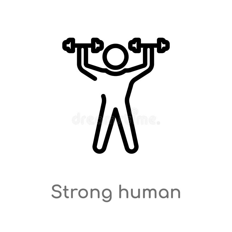 Outline Strong Human Vector Icon. Isolated Black Simple Line Element ...