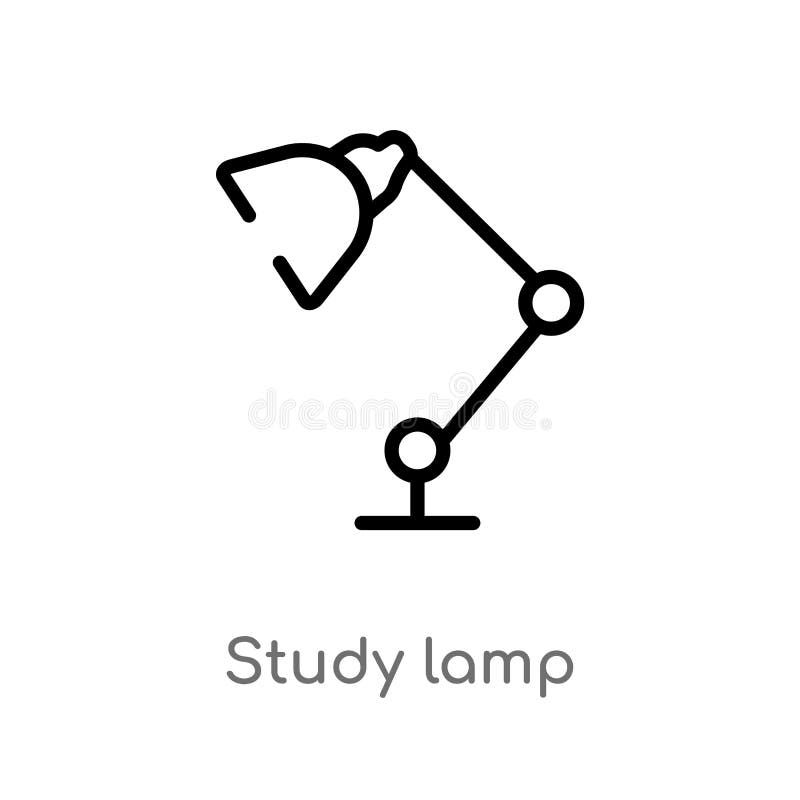 Outline Study Lamp Vector Icon. Isolated Black Simple Line Element ...