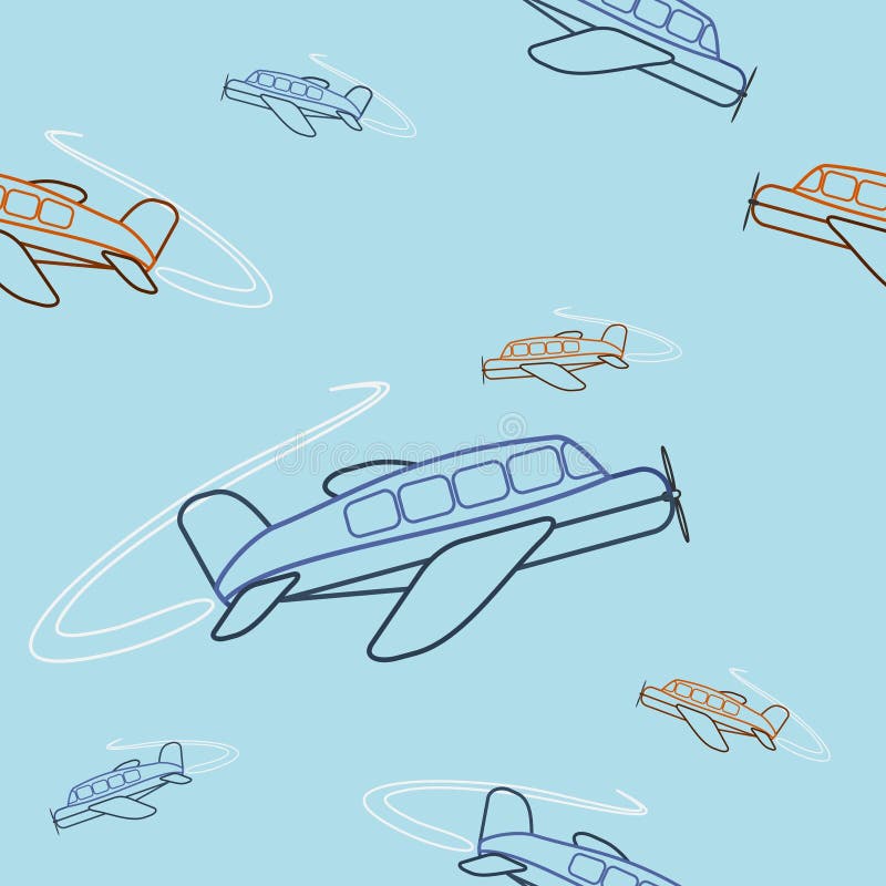 Outline Style Airplanes Vector Illustration Seamless Pattern Stock ...