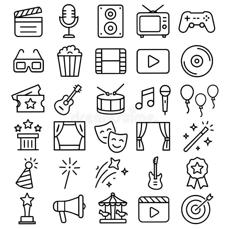 Icon Pack, Icon Sheet, Christmas Theme, Outline Version Stock Image ...
