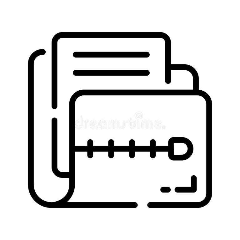 A Outline Style Icon Showing Compressed Zip Folder Stock Vector ...