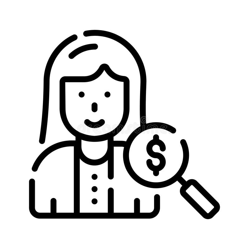 A Outline Style Icon Showing Find Investor Stock Vector - Illustration ...