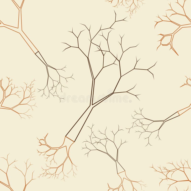 Outline Style Leafless Tree Vector Illustration Seamless Pattern Stock ...