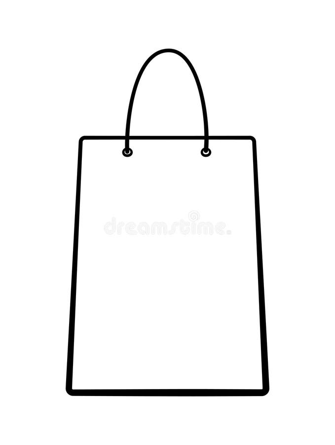Outline Style Paper Bag Isolated Illustration on White Background Stock ...