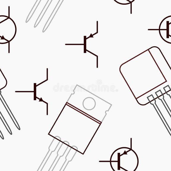 Outline Style Transistor Symbol Vector Illustration Seamless Pattern ...
