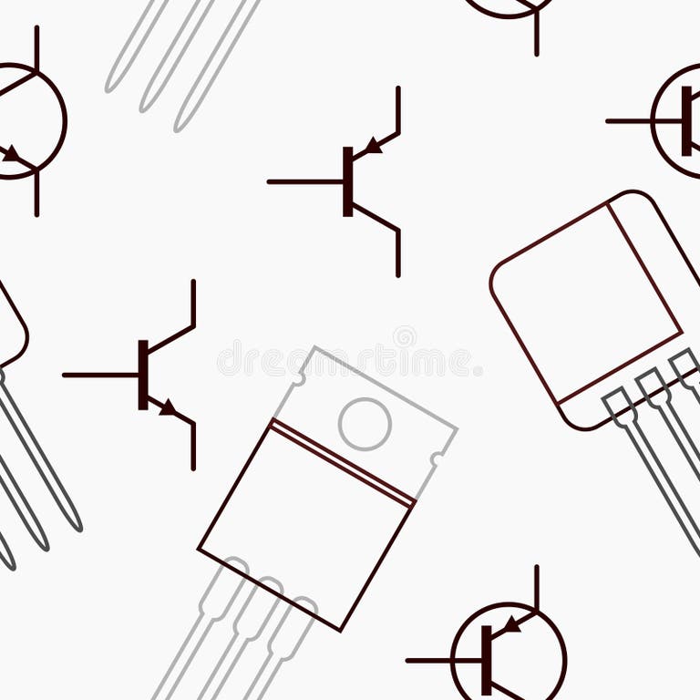 Outline Style Transistor Symbol Vector Illustration Seamless Pattern ...