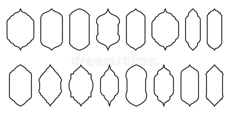 Outline Style Vector Design Showcasing Islamic Shape Window Frames ...