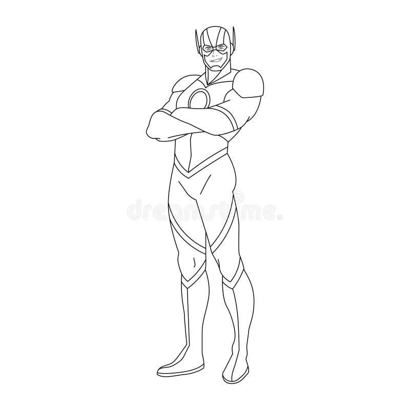 Outline of a Superhero Cartoon Stock Vector - Illustration of vector ...