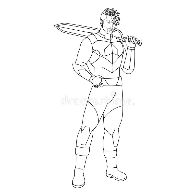 Outline of a Superhero Cartoon Stock Vector - Illustration of super ...