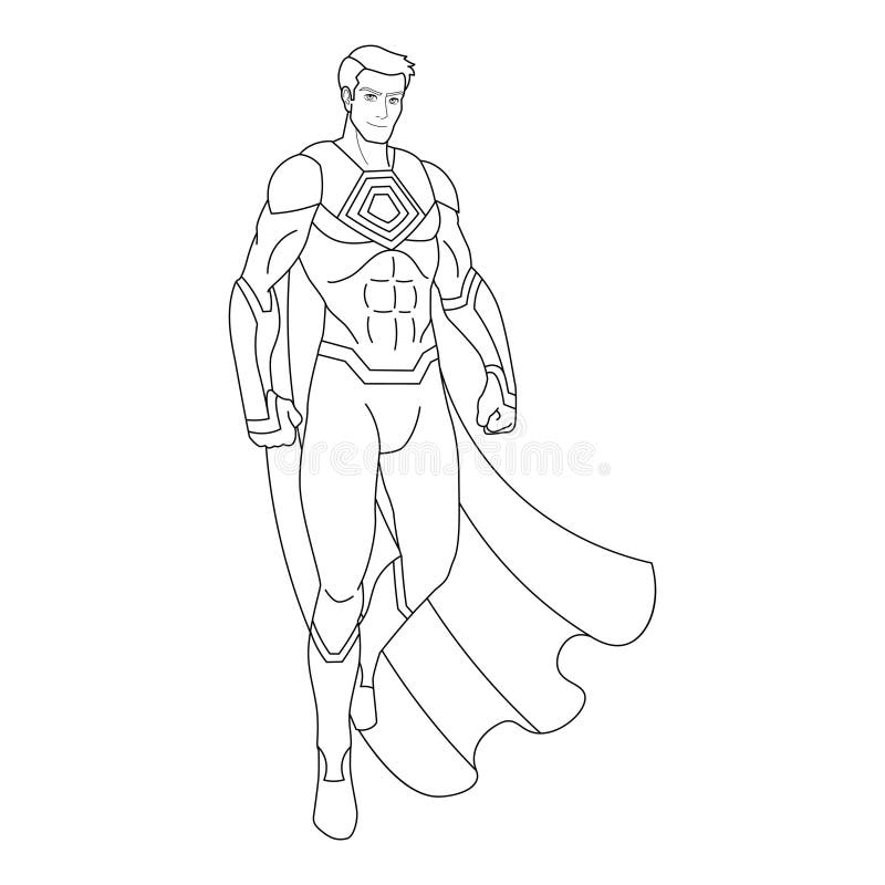 Outline of a Superhero Cartoon Stock Vector - Illustration of hero ...
