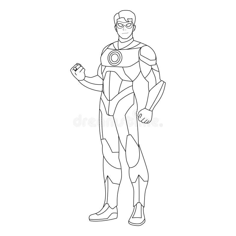 Outline of a Superhero Cartoon Stock Vector - Illustration of vector ...