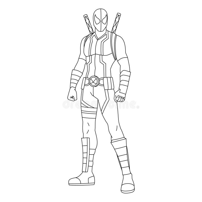 Outline of a Superhero Cartoon Stock Vector - Illustration of character ...