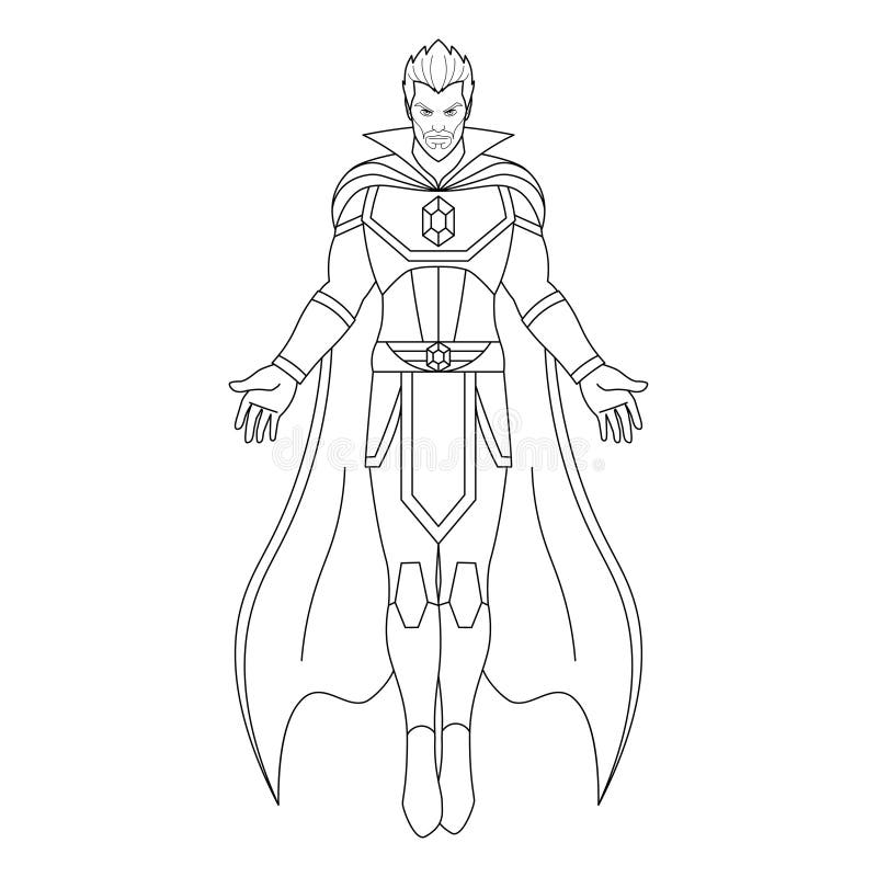 Outline of a Superhero Cartoon Stock Vector - Illustration of hero ...
