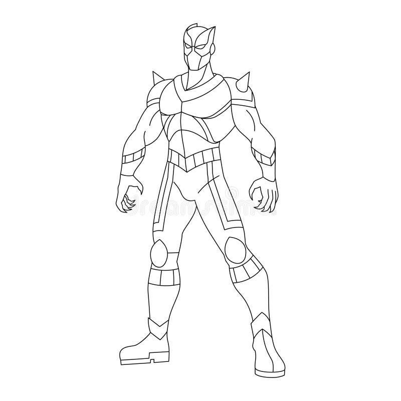 Outline of a Superhero Cartoon Stock Vector - Illustration of hero ...