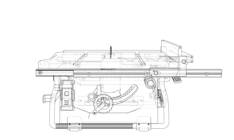 Outline Table Saw for Woodwork Vector Stock Vector - Illustration of ...