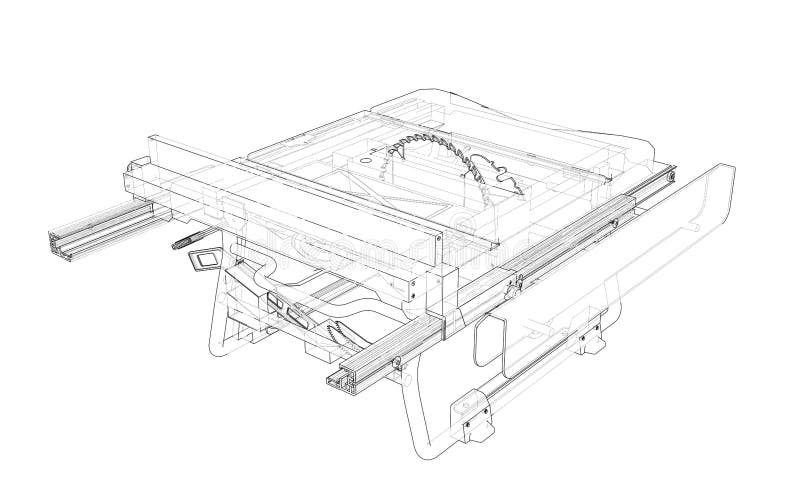 Outline Table Saw for Woodwork Vector Stock Vector - Illustration of ...