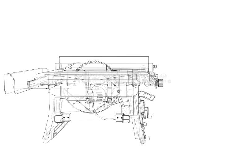 Outline Table Saw for Woodwork Vector Stock Vector - Illustration of ...