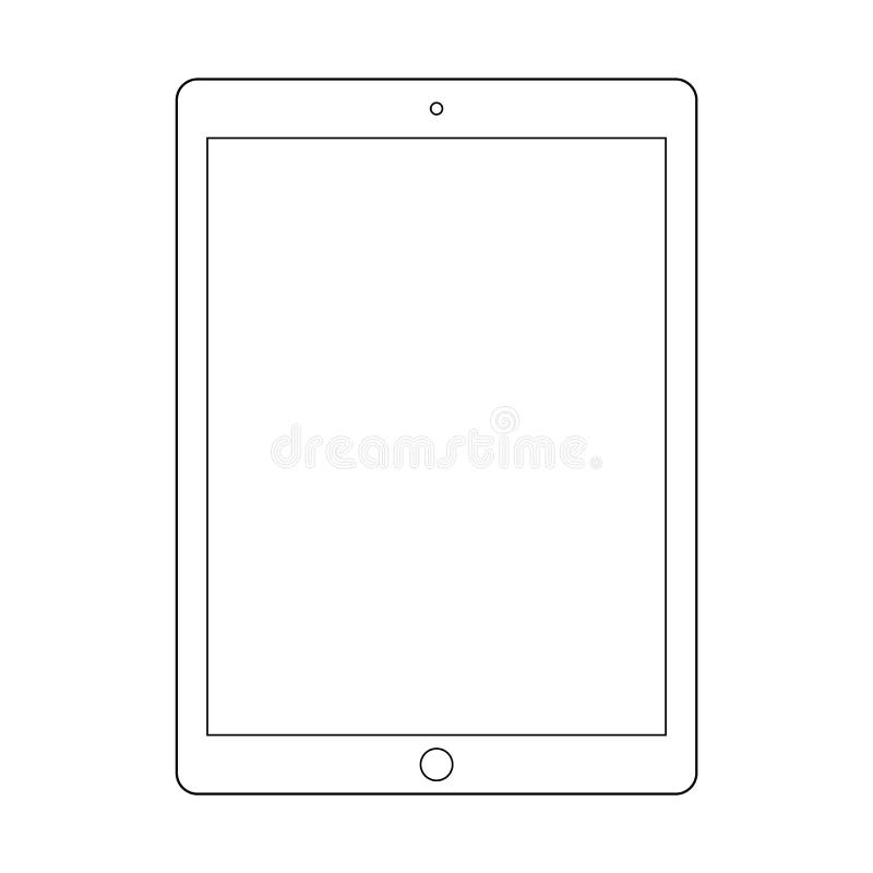 Outline Tablet with Camera and Button. Tablet Outline with Empty Screen ...
