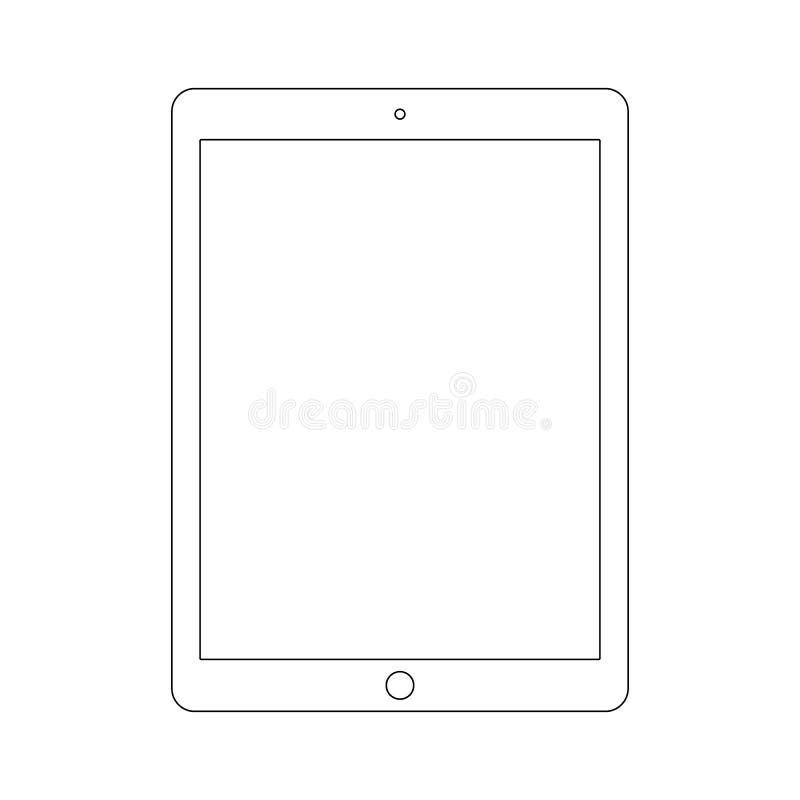 Outline Tablet with Camera and Button. Tablet Outline with Empty Screen ...