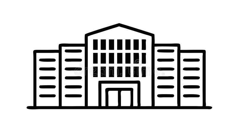 Outline Tall Office Public Building Structure Icon Stock Illustrations ...