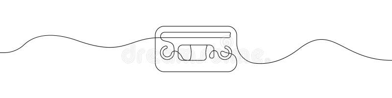Cassette Drawing One Line Vector. Outline Tape Player Vector. Vintage ...