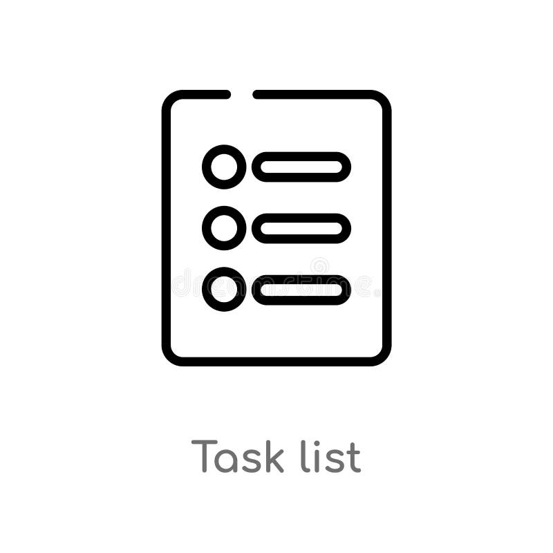 Outline Task List Vector Icon. Isolated Black Simple Line Element ...