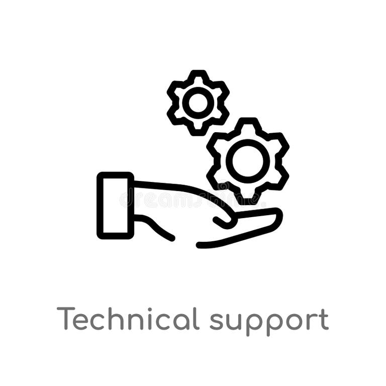 Outline Technical Support Vector Icon. Isolated Black Simple Line ...