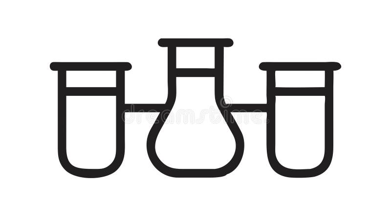 Outline Test Tubes Beakers Laboratory Science Equipment Icon , Vector ...