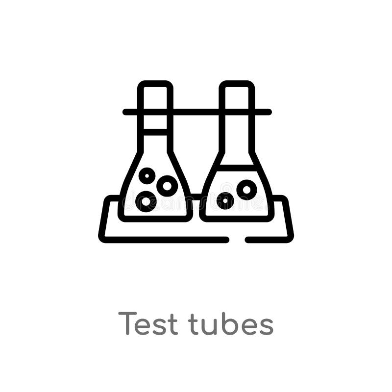 Outline Test Tubes Vector Icon. Isolated Black Simple Line Element ...