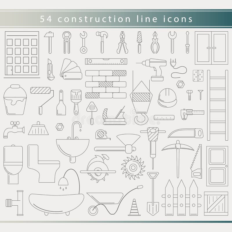 Construction Thin Line Icons Stock Illustrations – 18,258 Construction ...
